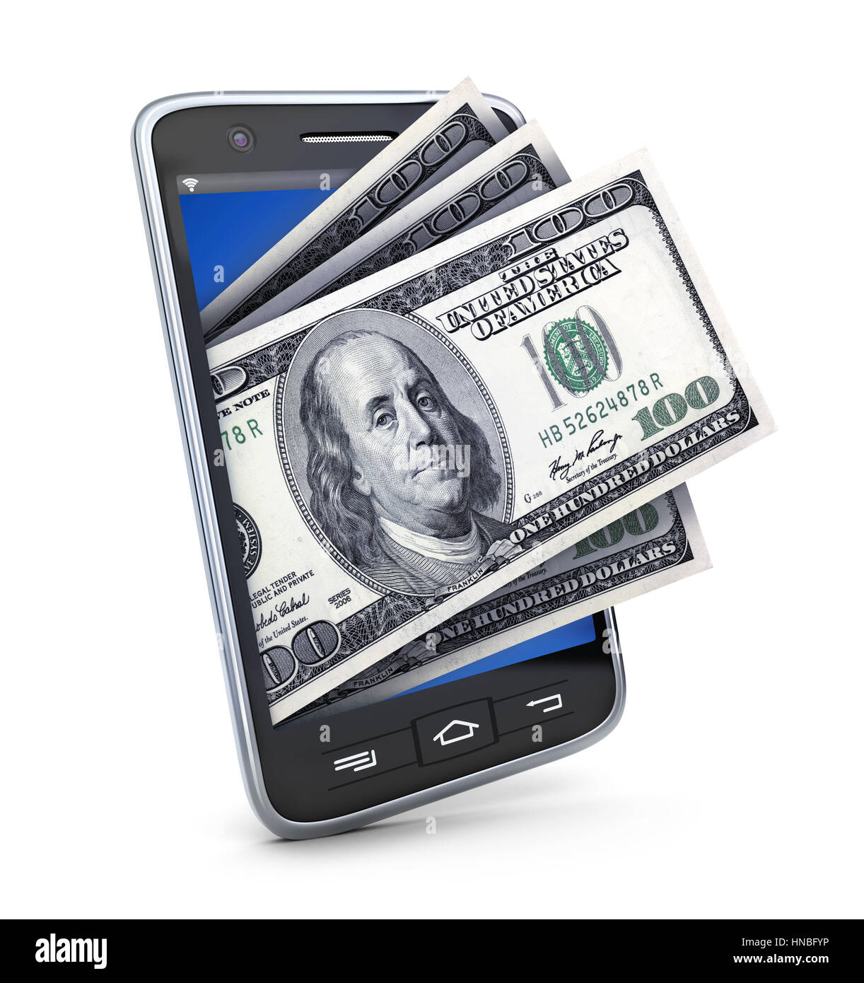 Phone and money on white background. 3d illustration (isolated Stock ...