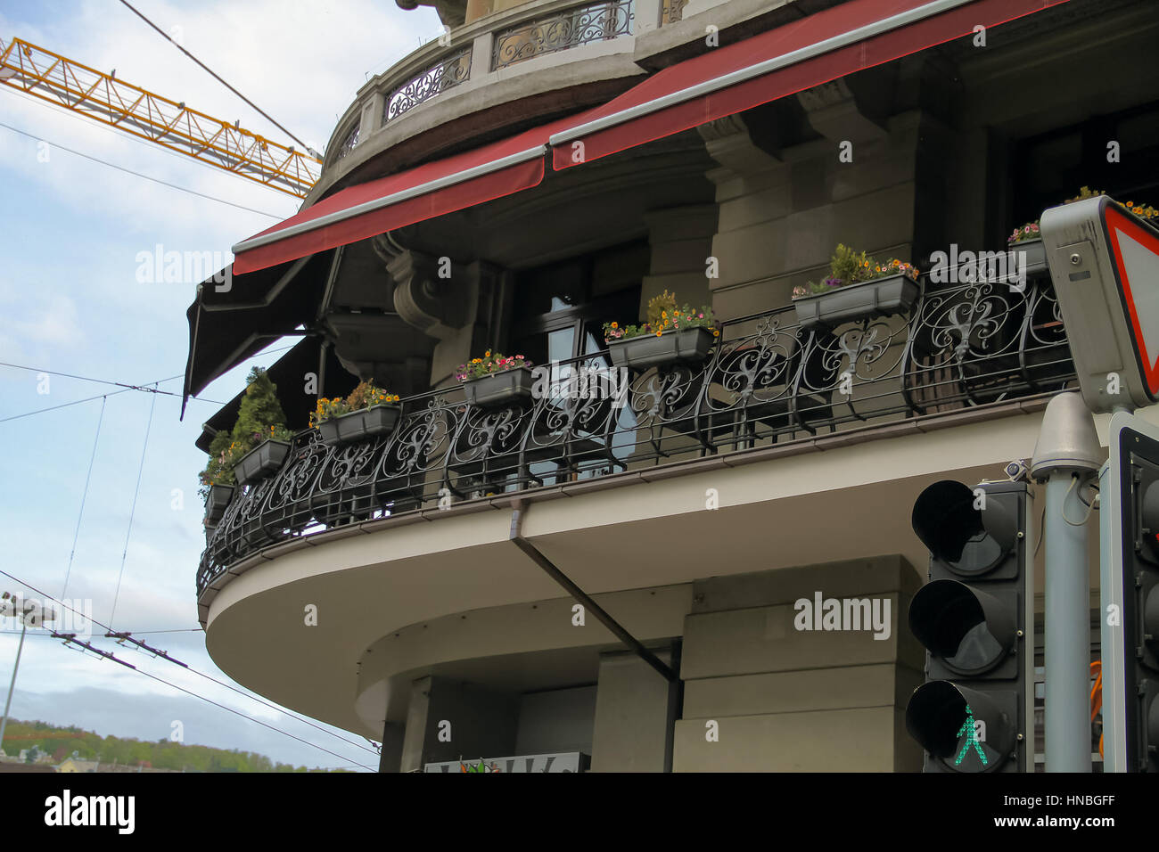 The balcony of a building with beautiful architecture Stock Photo - Alamy