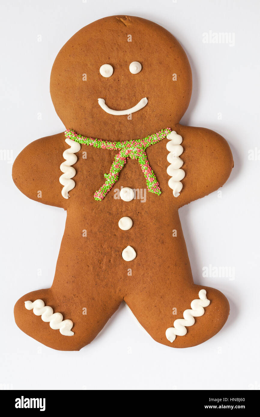 Large Gingerbread man biscuit unwrapped isolated on white background ...