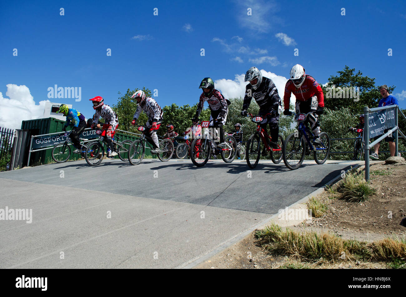 bmx racing bikes and riders compete on this cycle track in gosport ...