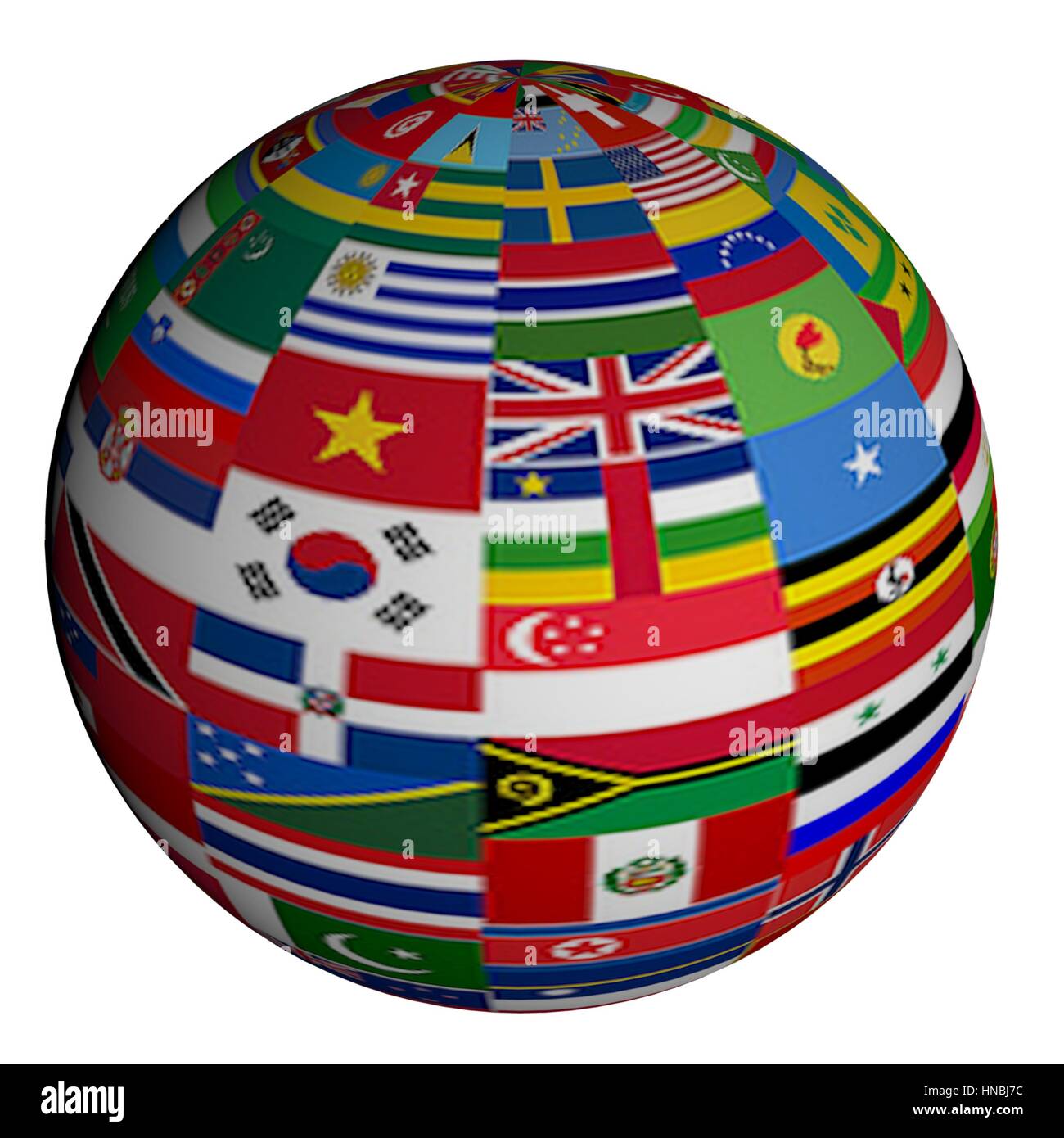 Sphere with the flags of the world - Globalization Stock Photo - Alamy