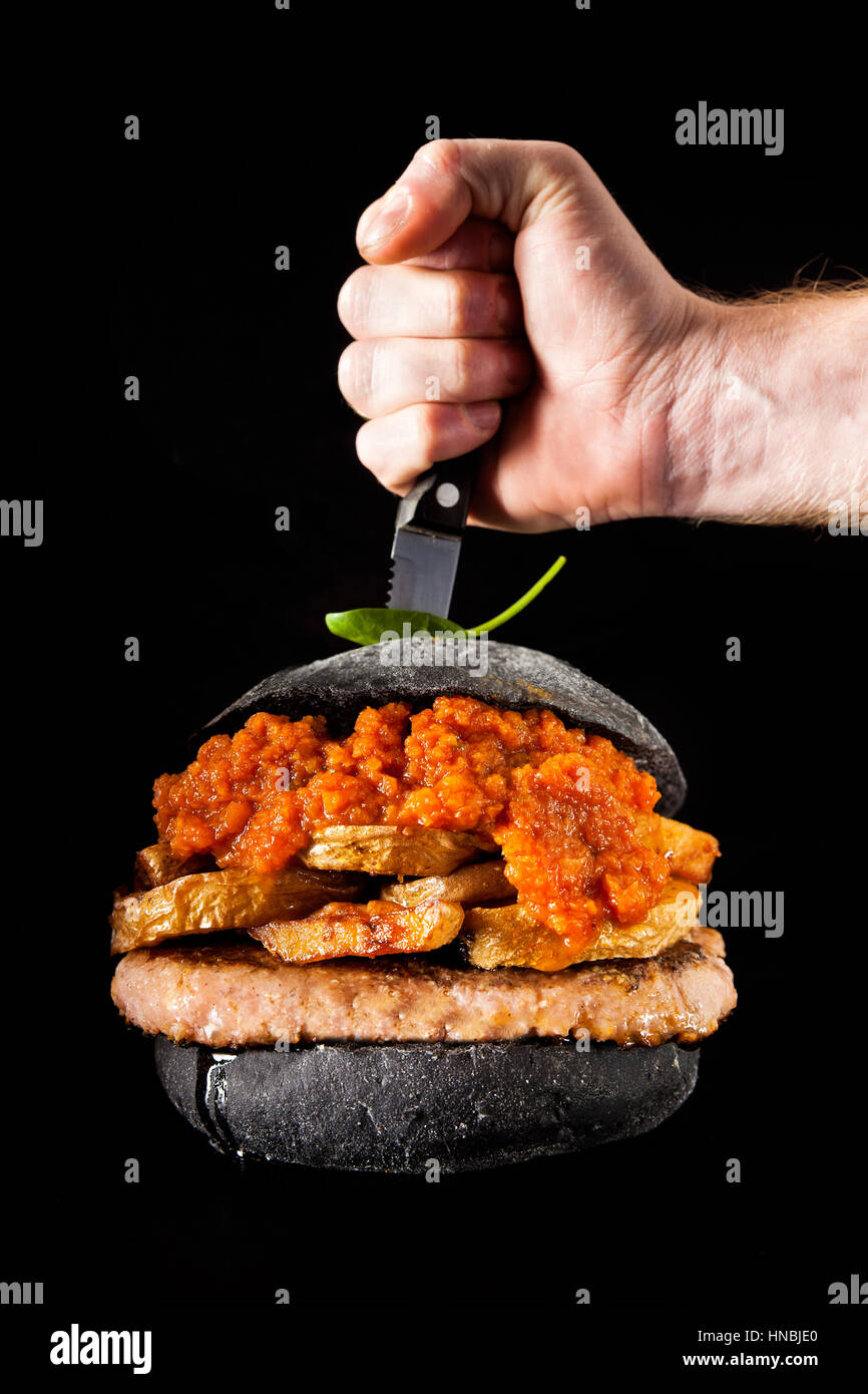 Stabbed hamburger hi-res stock photography and images - Alamy