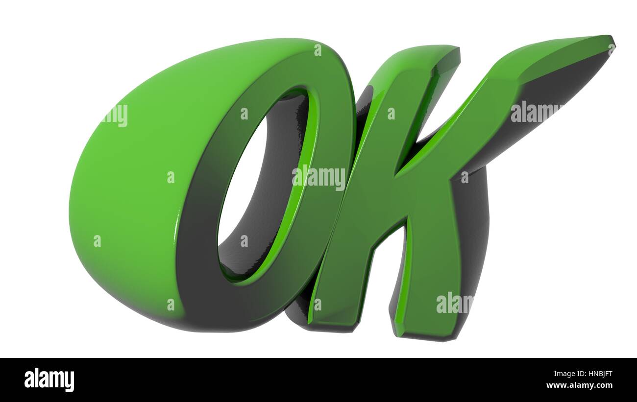 OK funny green on white background Stock Photo - Alamy