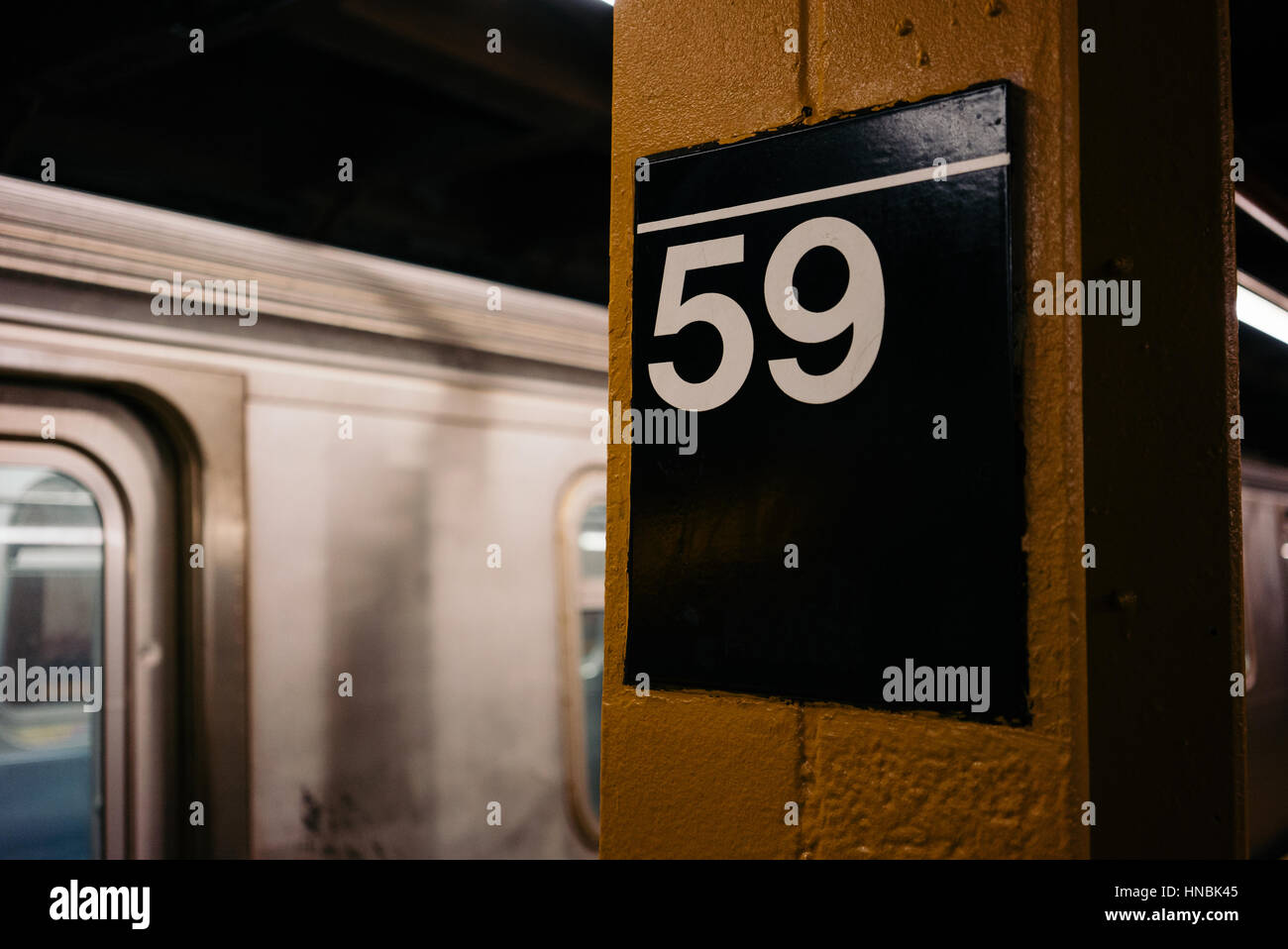 Close up of a train station name in subway Stock Photo - Alamy