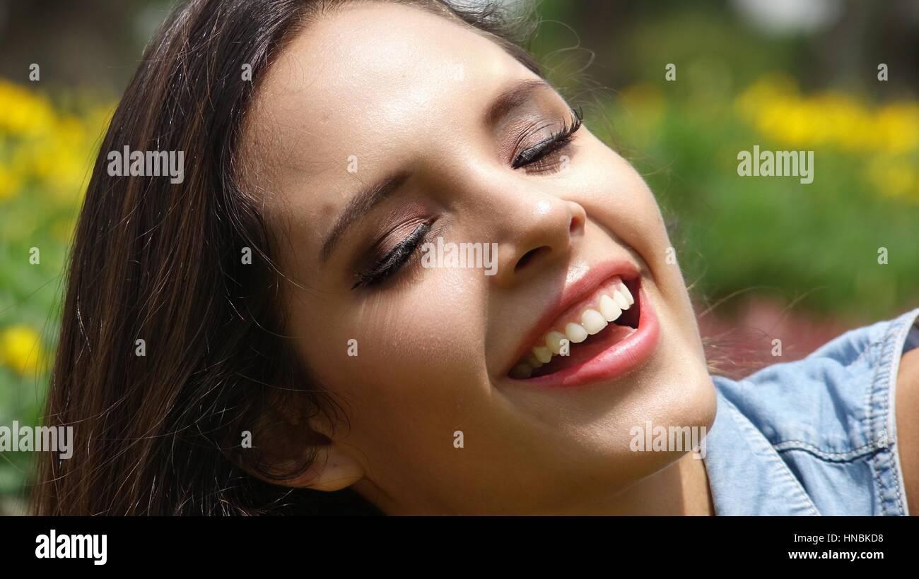 Happy Smiling Female Teenager Stock Photo - Alamy