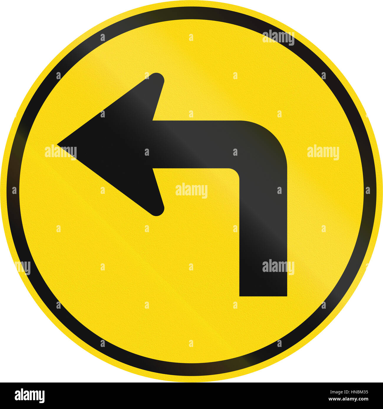 Temporary road sign used in the African country of Botswana - Turn left ...