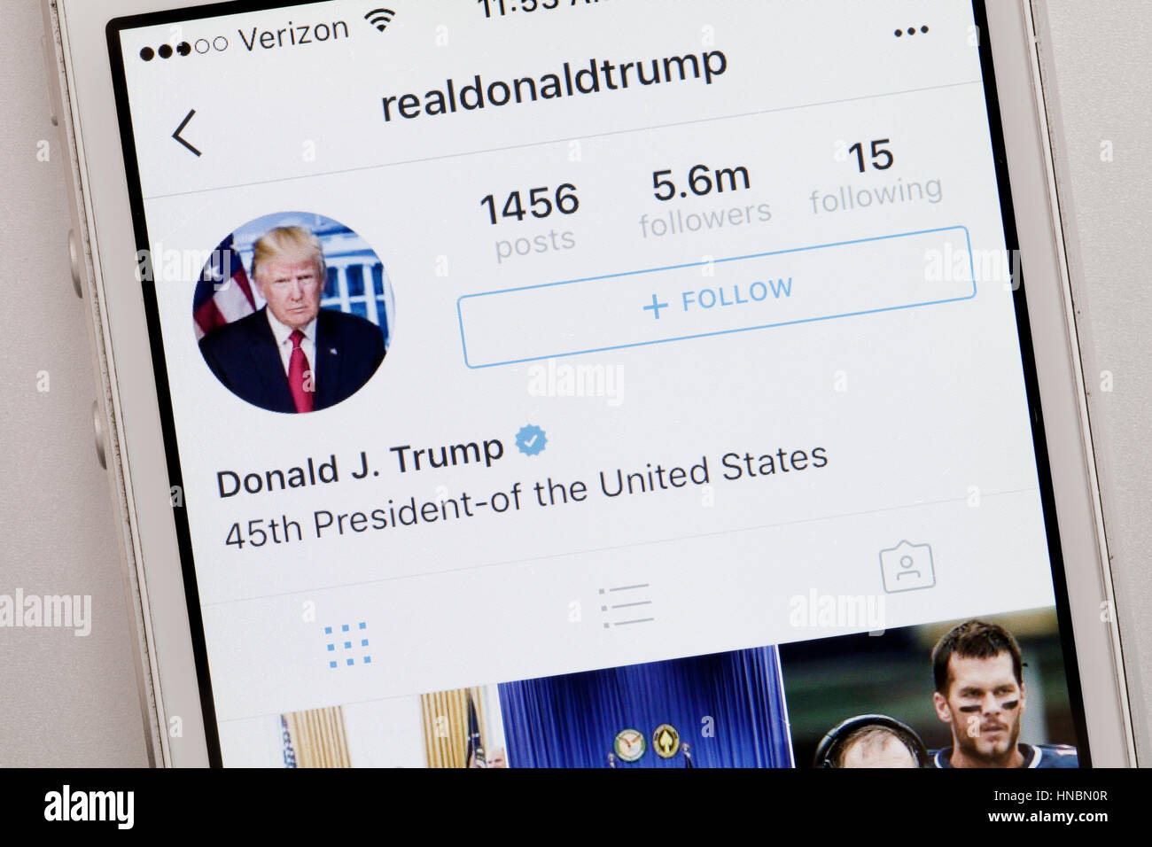 Donald Trump's POTUS twitter account on mobile phone screen - USA Stock ...
