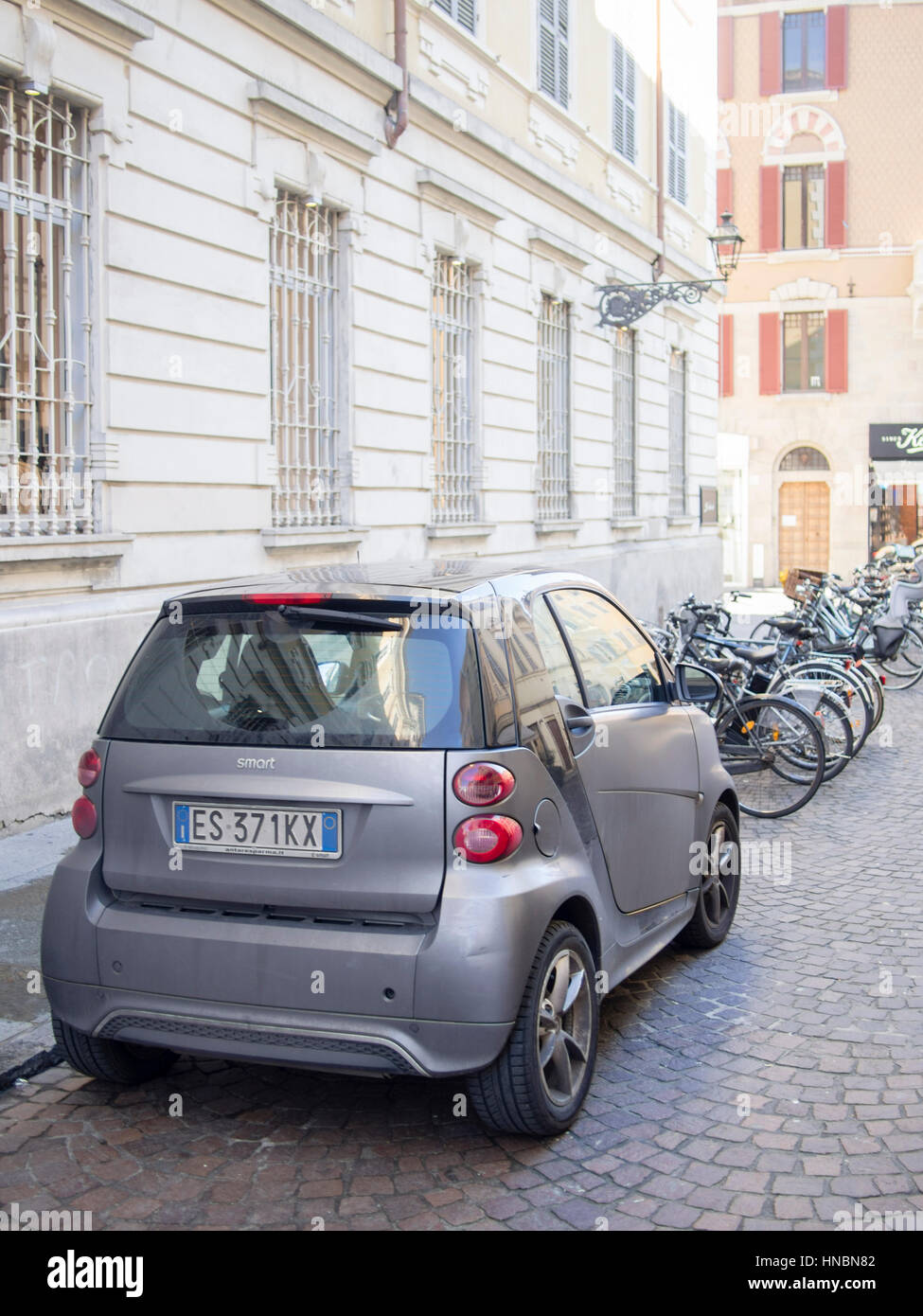 Smart vehicles for the city centre limited area, Parma, Italy Stock ...