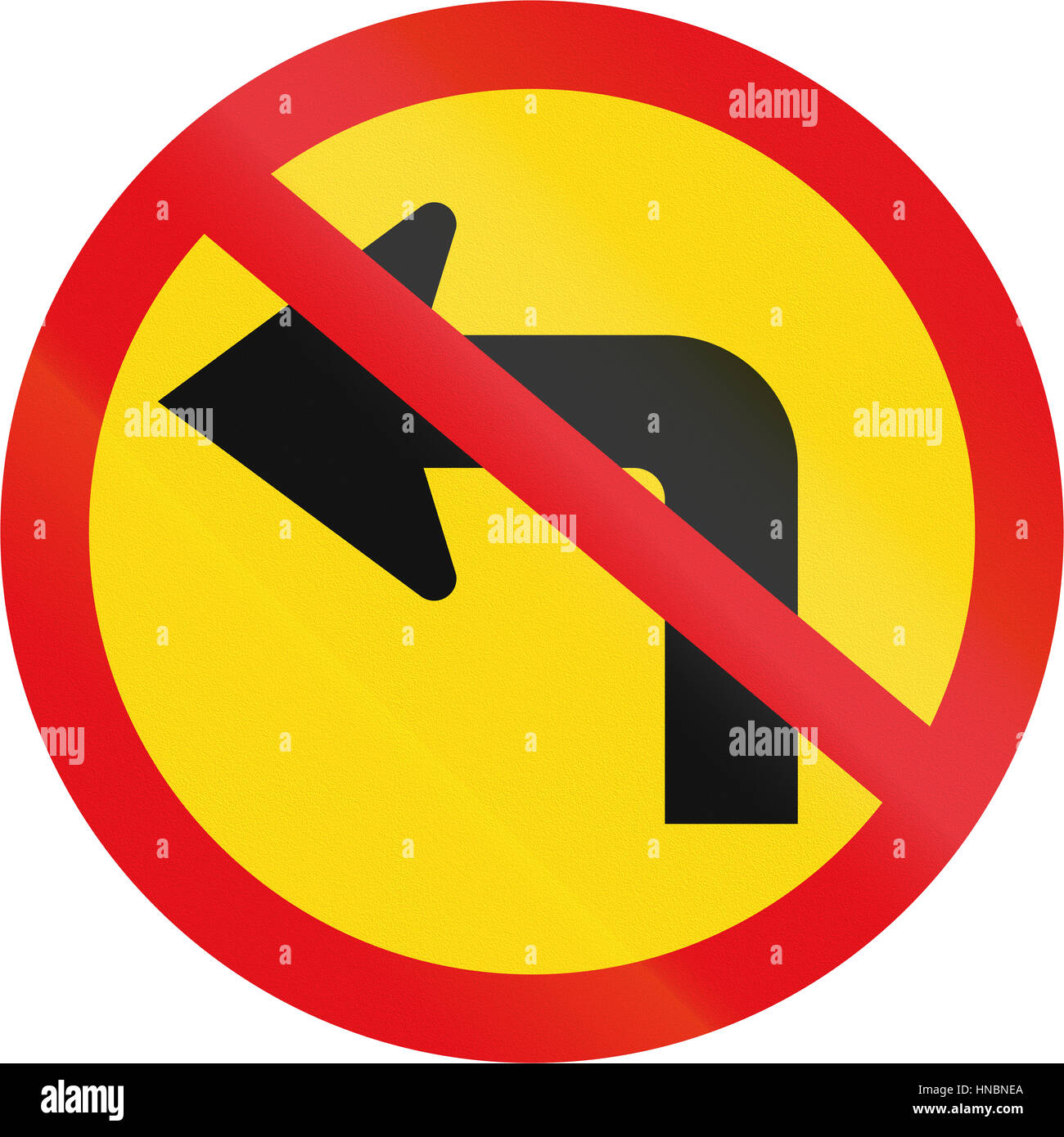 Temporary road sign used in the African country of Botswana - Left turn ...