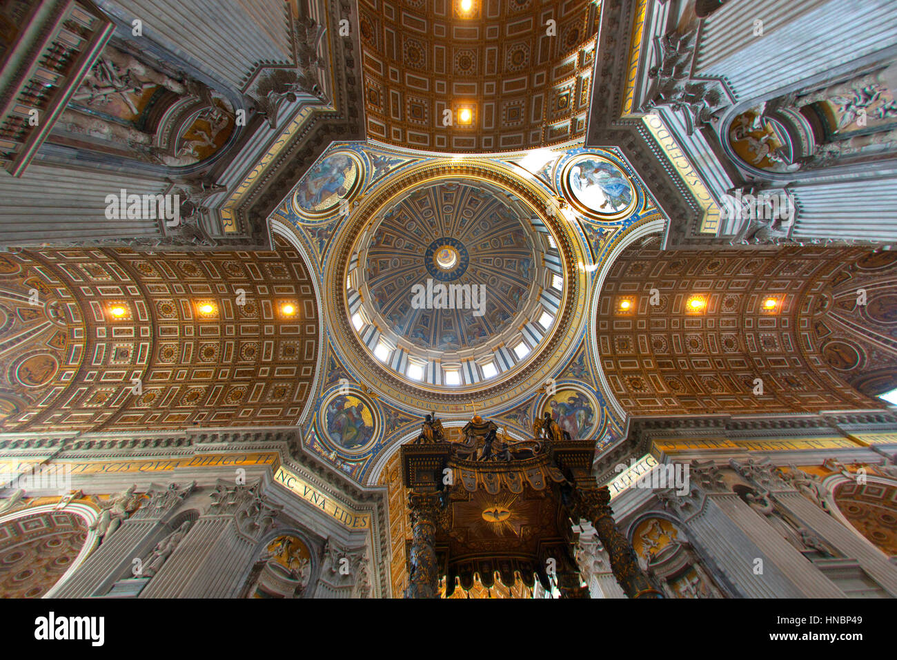 St Peters Peter's Basilica interior dome and frescoes The Vatican Rome ...