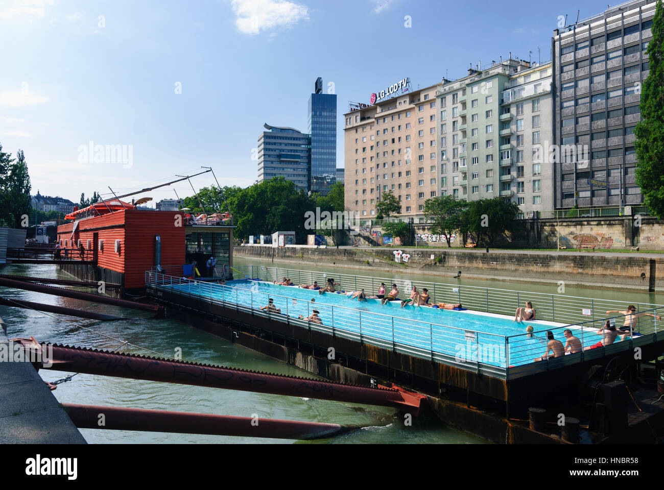 Wien, Vienna, Danube canal, bathing ship, 02., Wien, Austria Stock ...