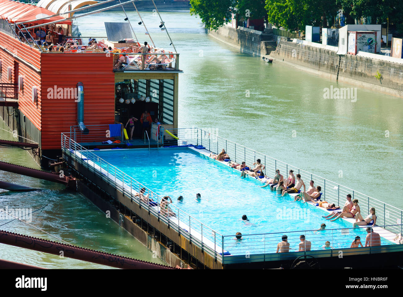 Wien, Vienna, Danube canal, bathing ship, 02., Wien, Austria Stock ...