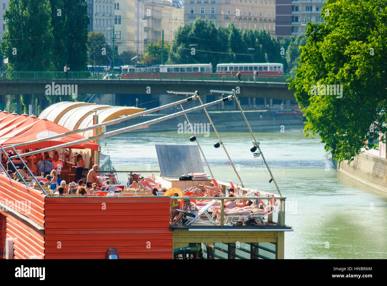 Wien, Vienna, Danube canal, bathing ship, 02., Wien, Austria Stock ...
