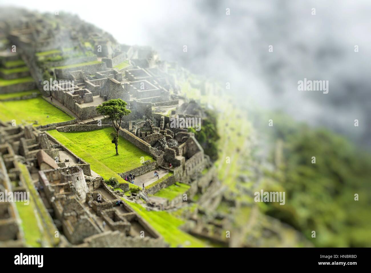 View of the ancient Inca City of Machu Picchu. The 15-th century Inca ...