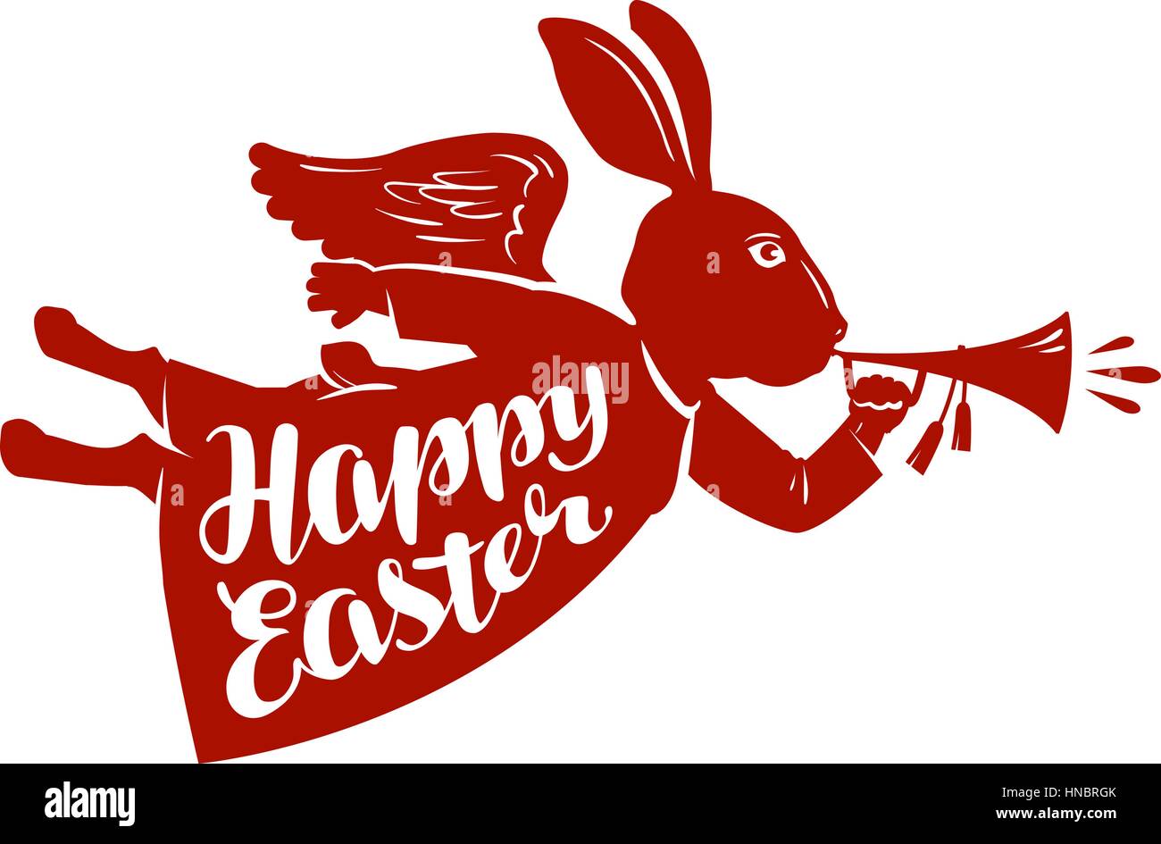 Happy Easter, lettering. Rabbit, bunny symbol Stock Vector Image & Art ...