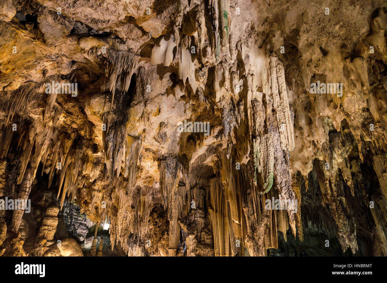 Nerja cave formations. Stalactites and stalagmites in the famous Nerja ...