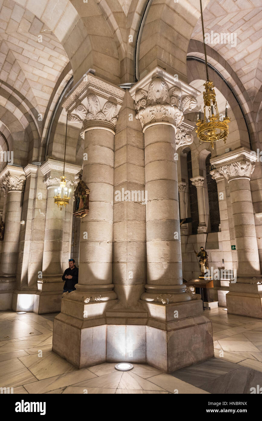Madrid, Spain - November 13, 2016: Interior of the crypt of famous ...
