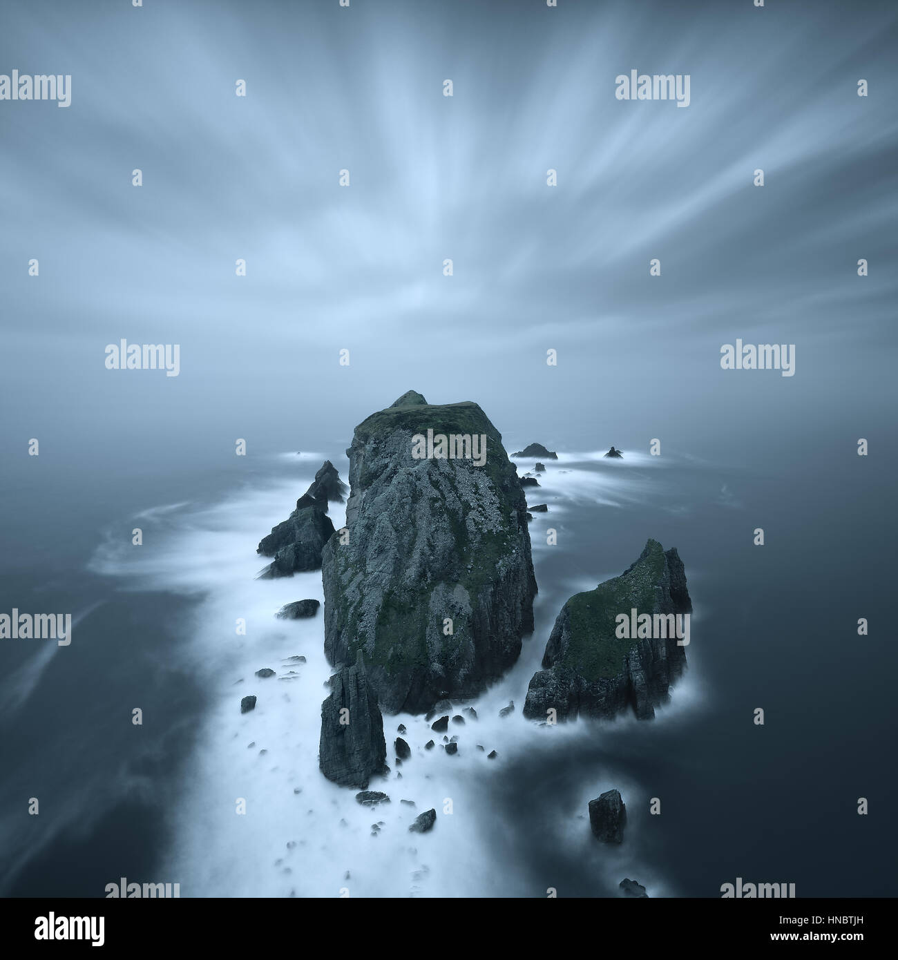 Elevated view of rocks, cliffs and ocean, County Donegal, Ireland Stock ...