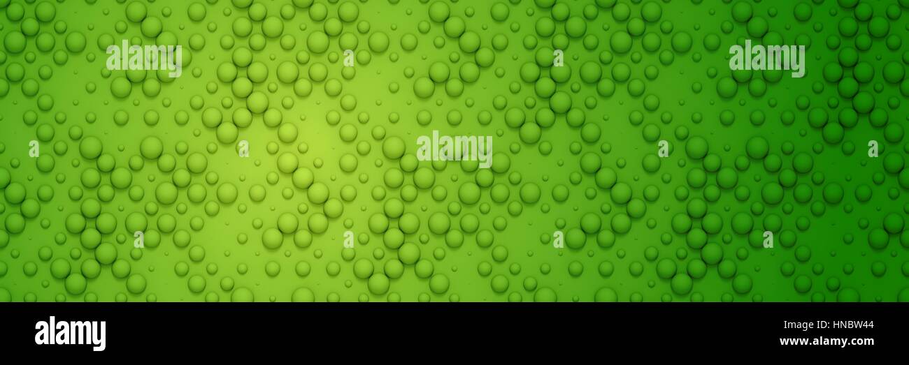 banner made of spheres in different sizes in shades of green (3d ...