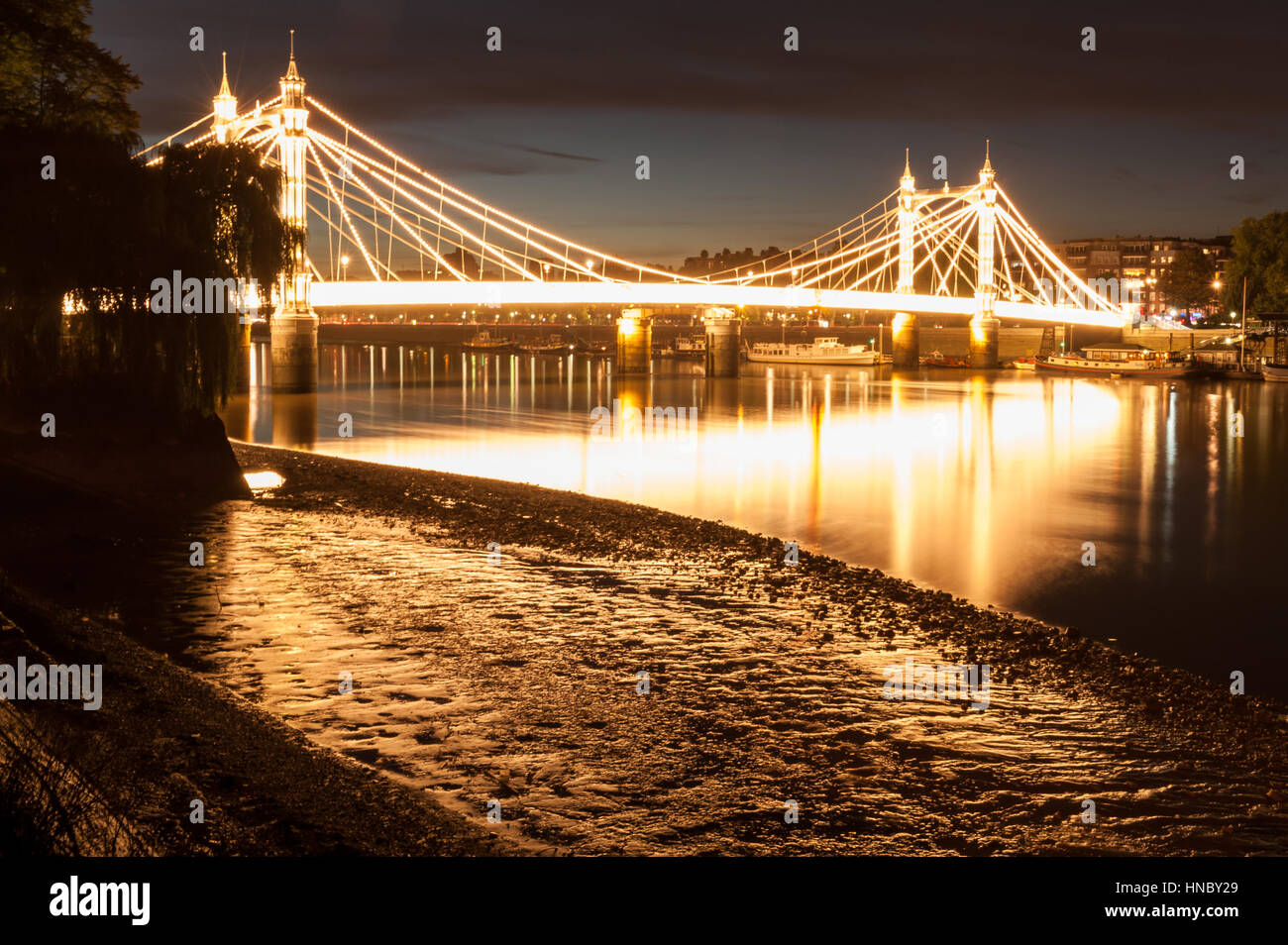 Albert Bridge at night, London, England, United Kingdom Stock Photo - Alamy