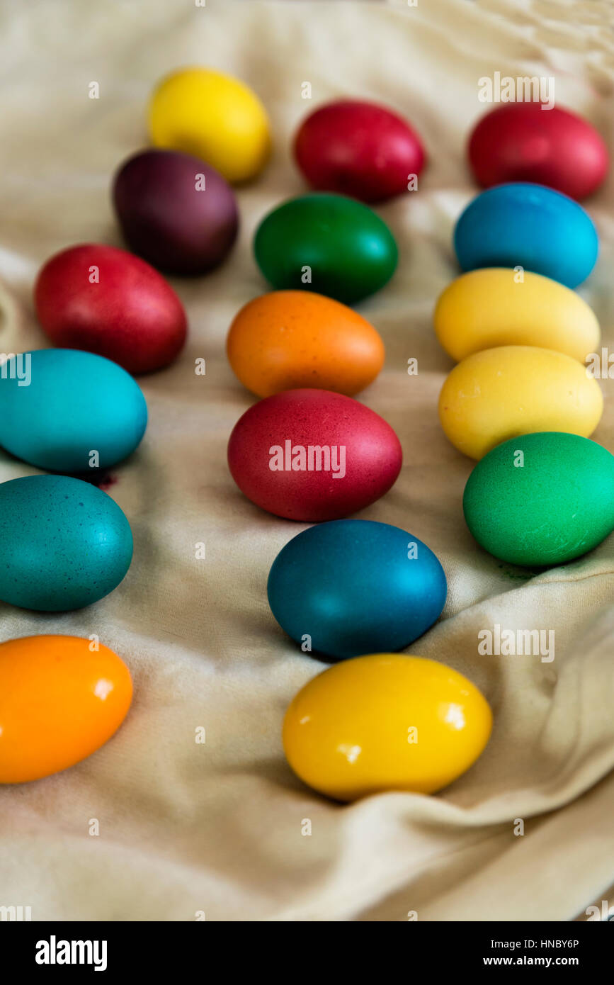 Multi-colored Easter eggs Stock Photo - Alamy