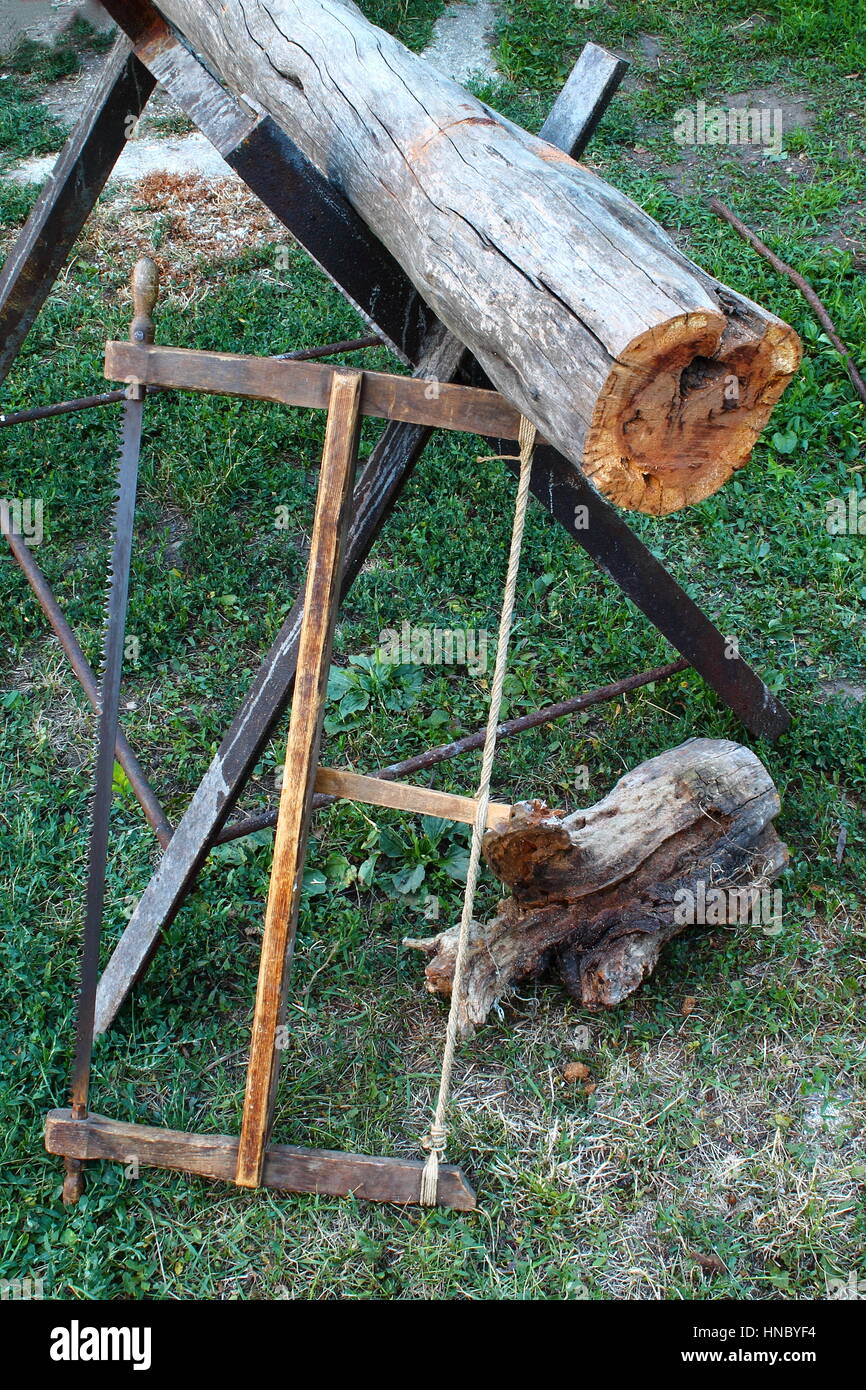 Firewood cutting - cold winter Stock Photo - Alamy