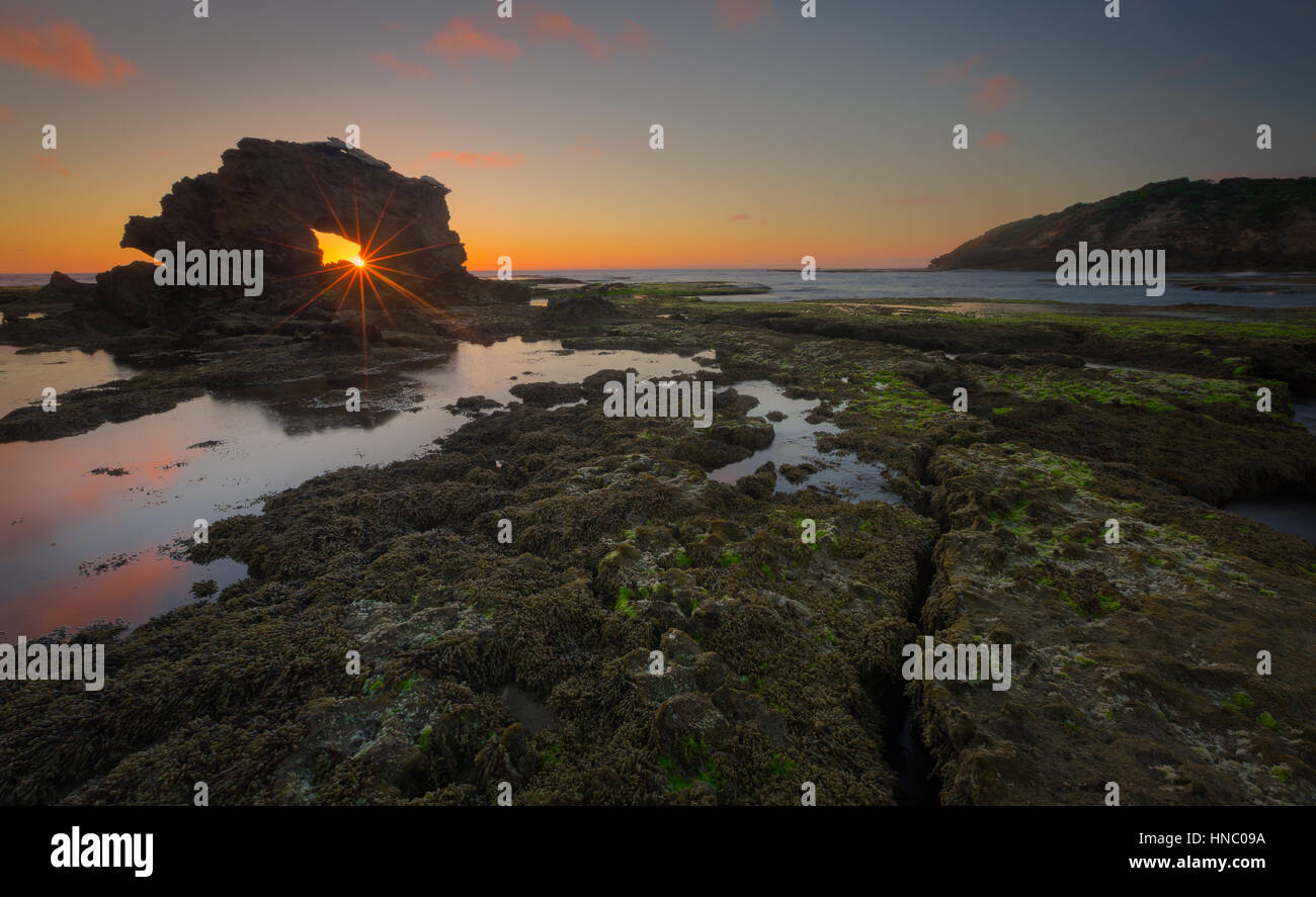 Keyhole rock formation, Bridgewater Bay, Victoria, Australia Stock ...