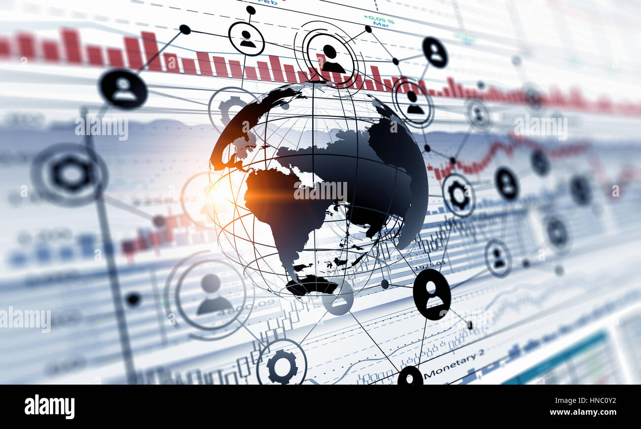 Global social media concept with technology planet and connection lines ...