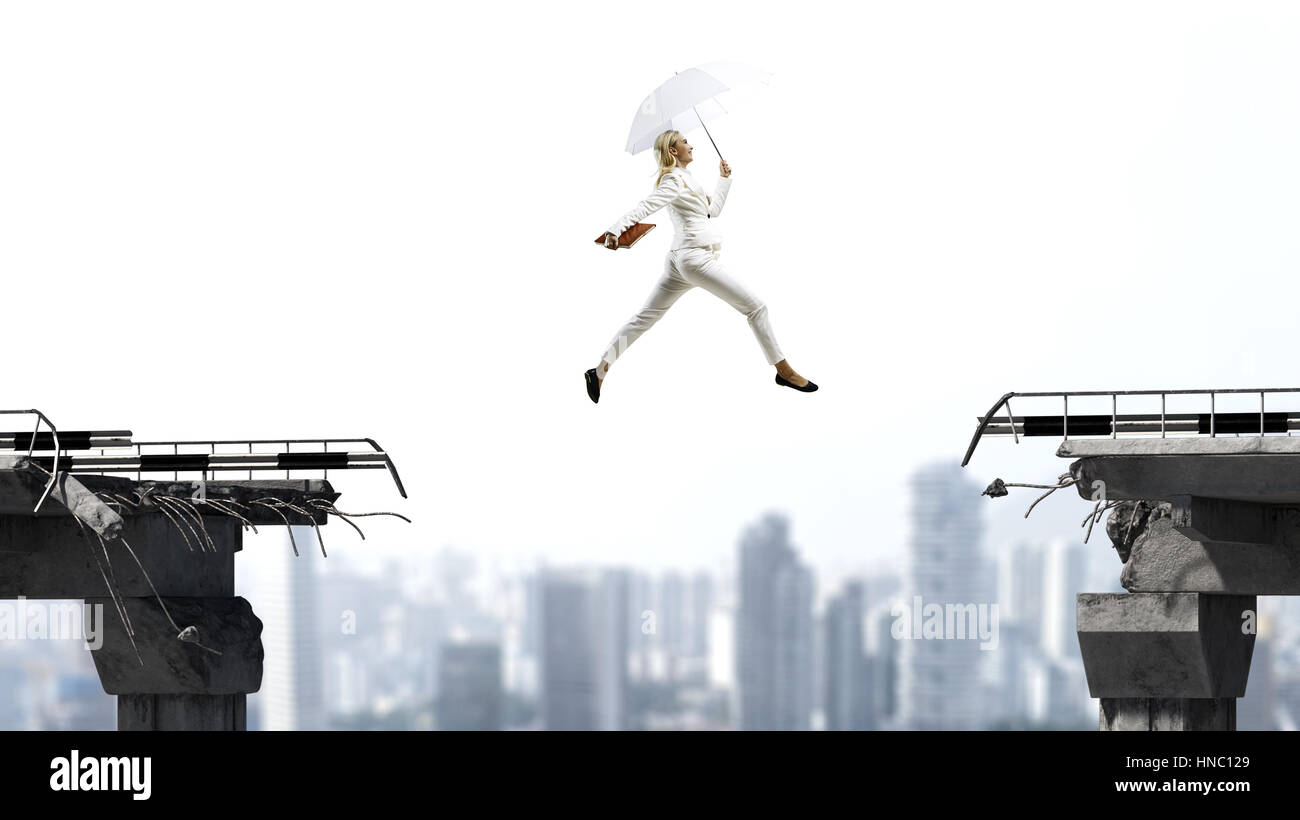 Lady fly umbrella hi-res stock photography and images - Alamy