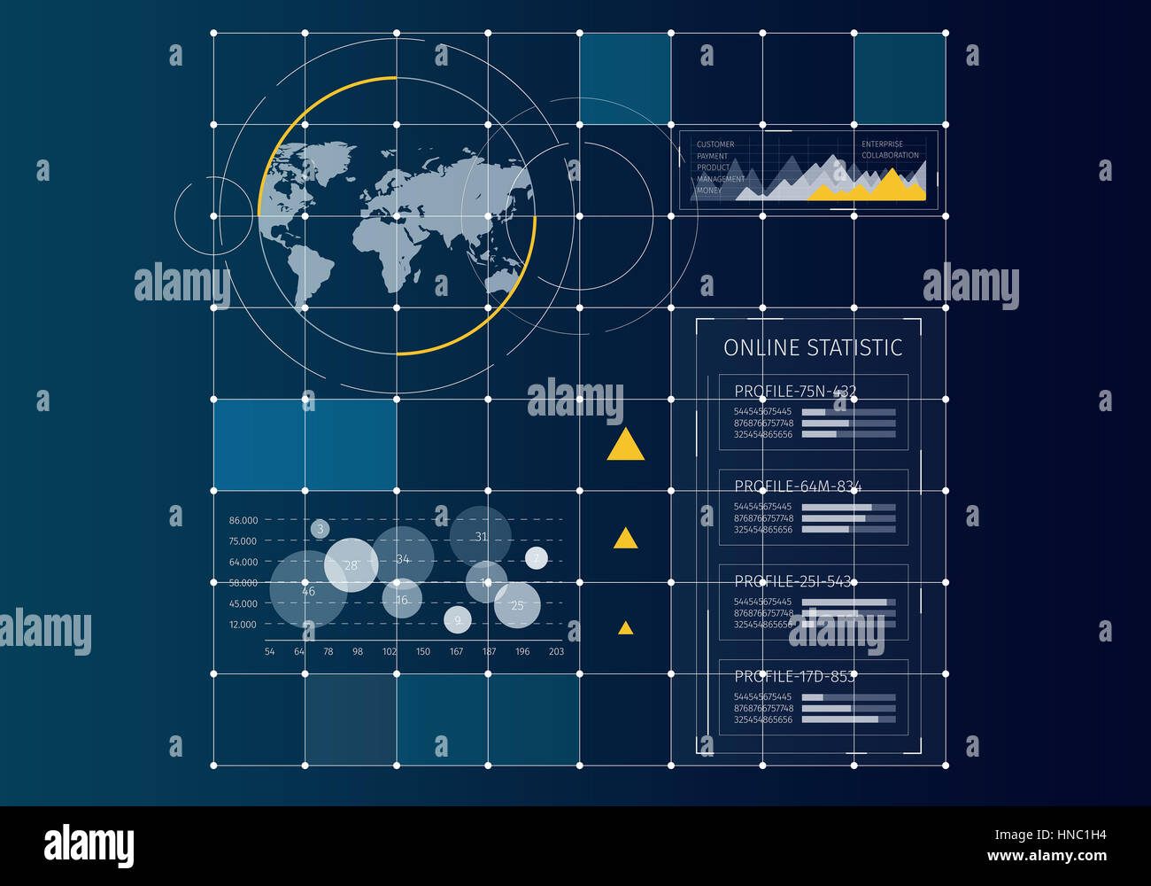 Virtual background interface image with infographs and charts Stock ...