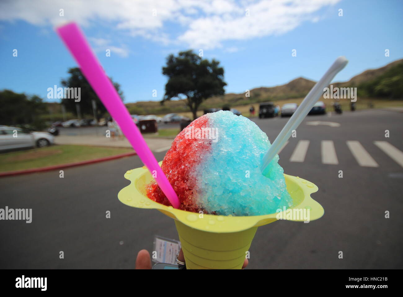 cooling the mind with blue and red shave ice after a long and ...