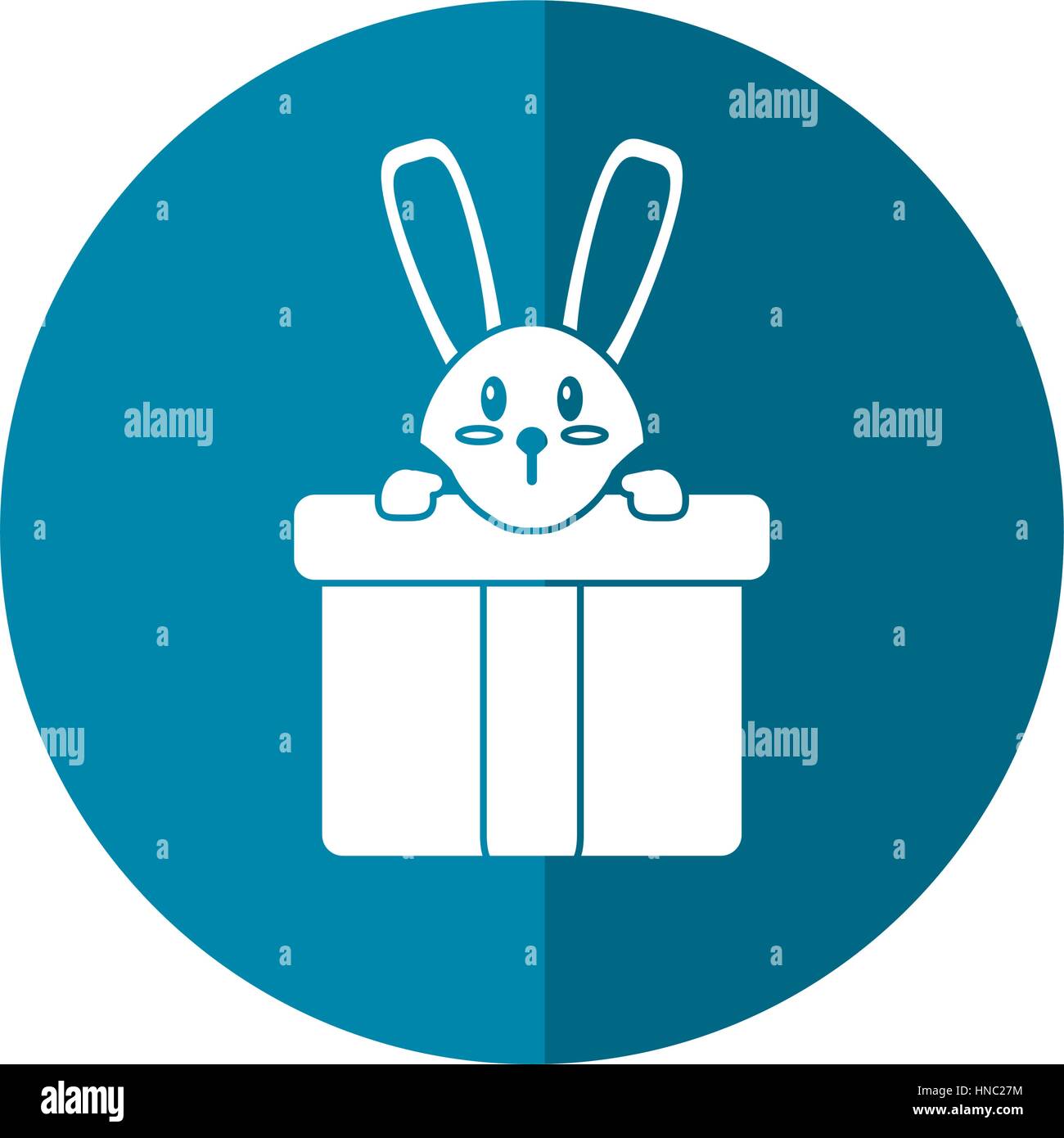 cute rabbit hiding gift box surprise shadow vector illustration eps 10 ...