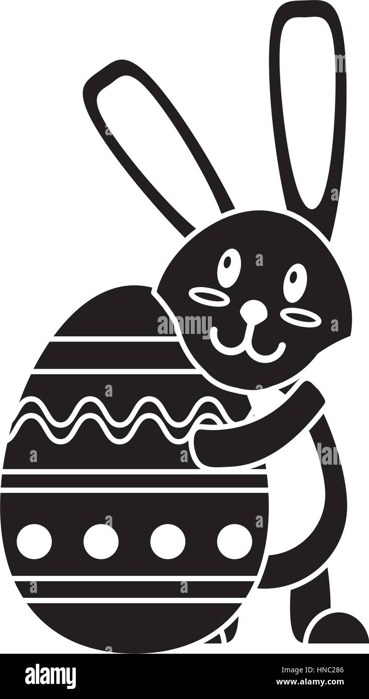 easter rabbit hugging egg pictogram vector illustration eps 10 Stock ...