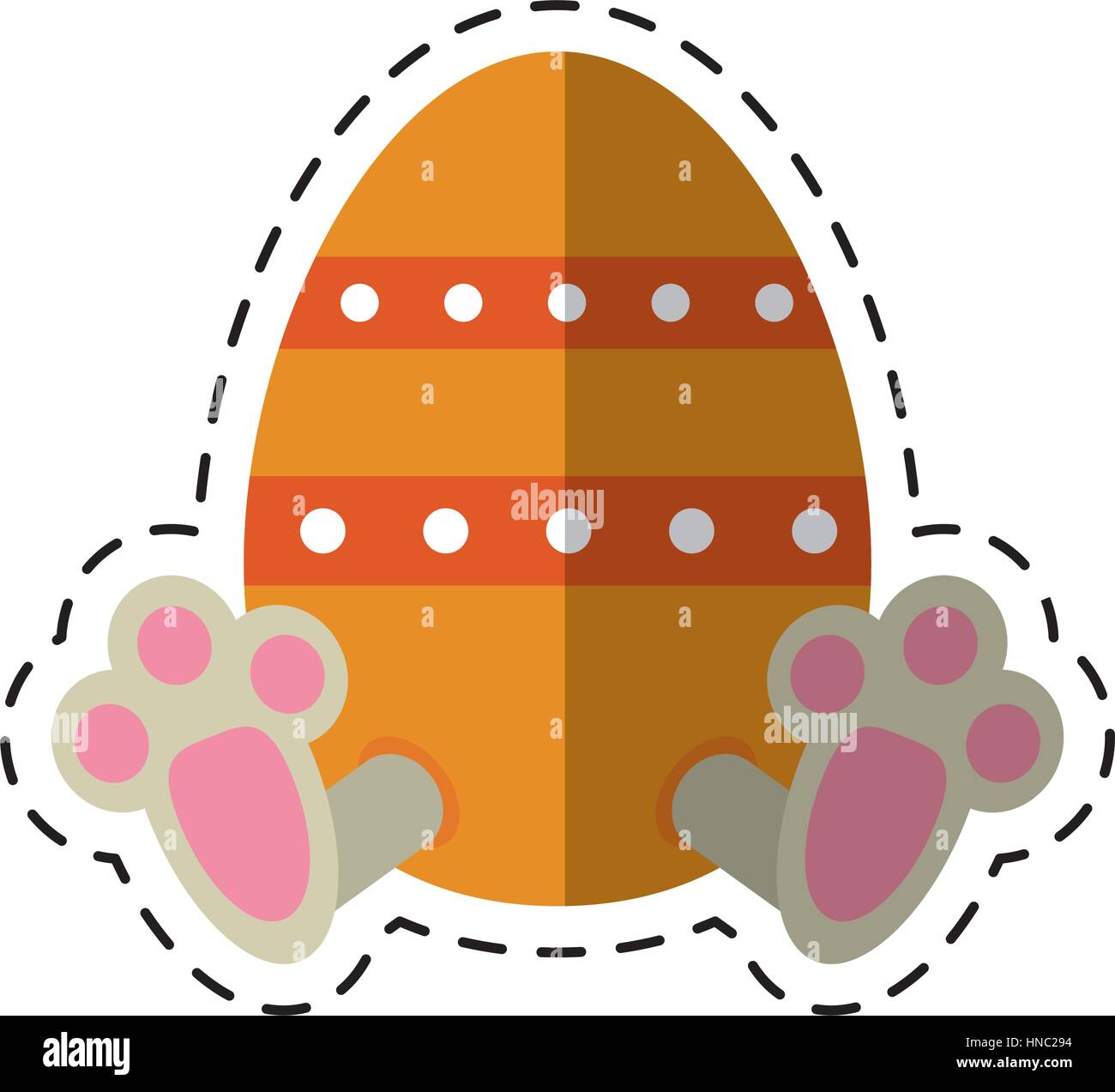 cartoon easter egg with bunny paw vector illustration eps 10 Stock ...