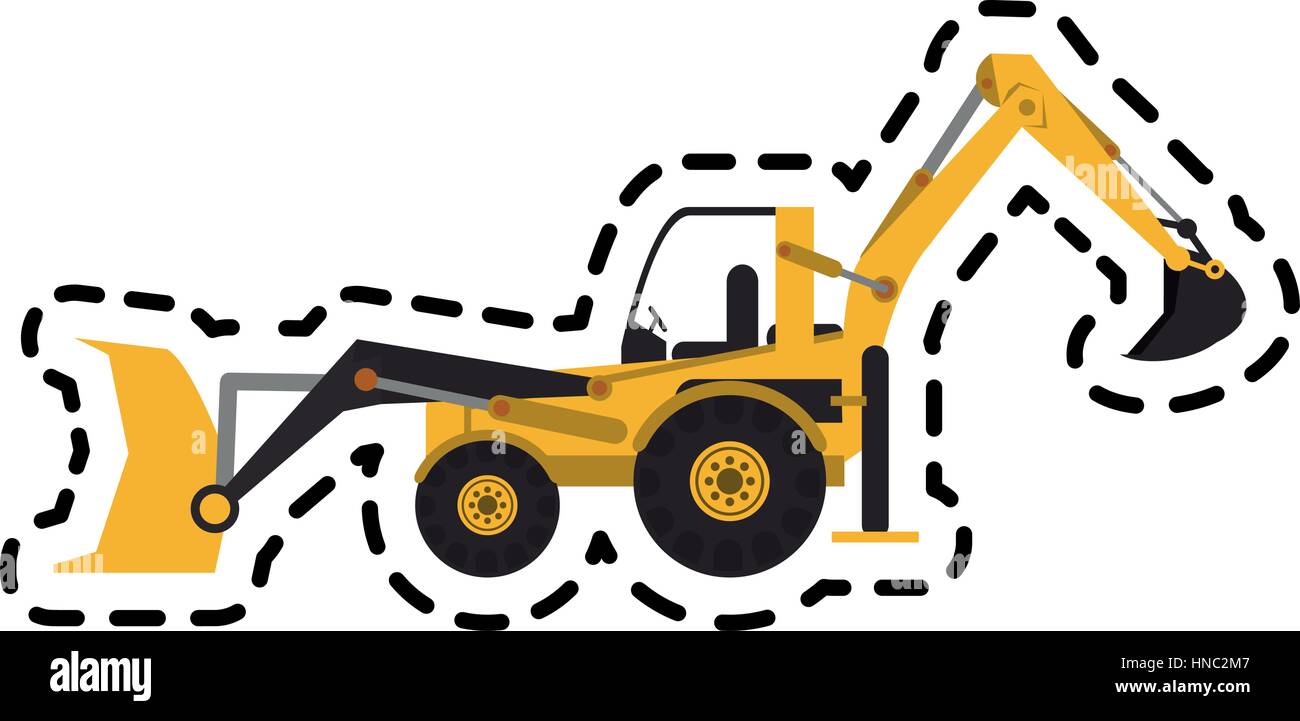 construction front loader truck icon over white background. colorful ...