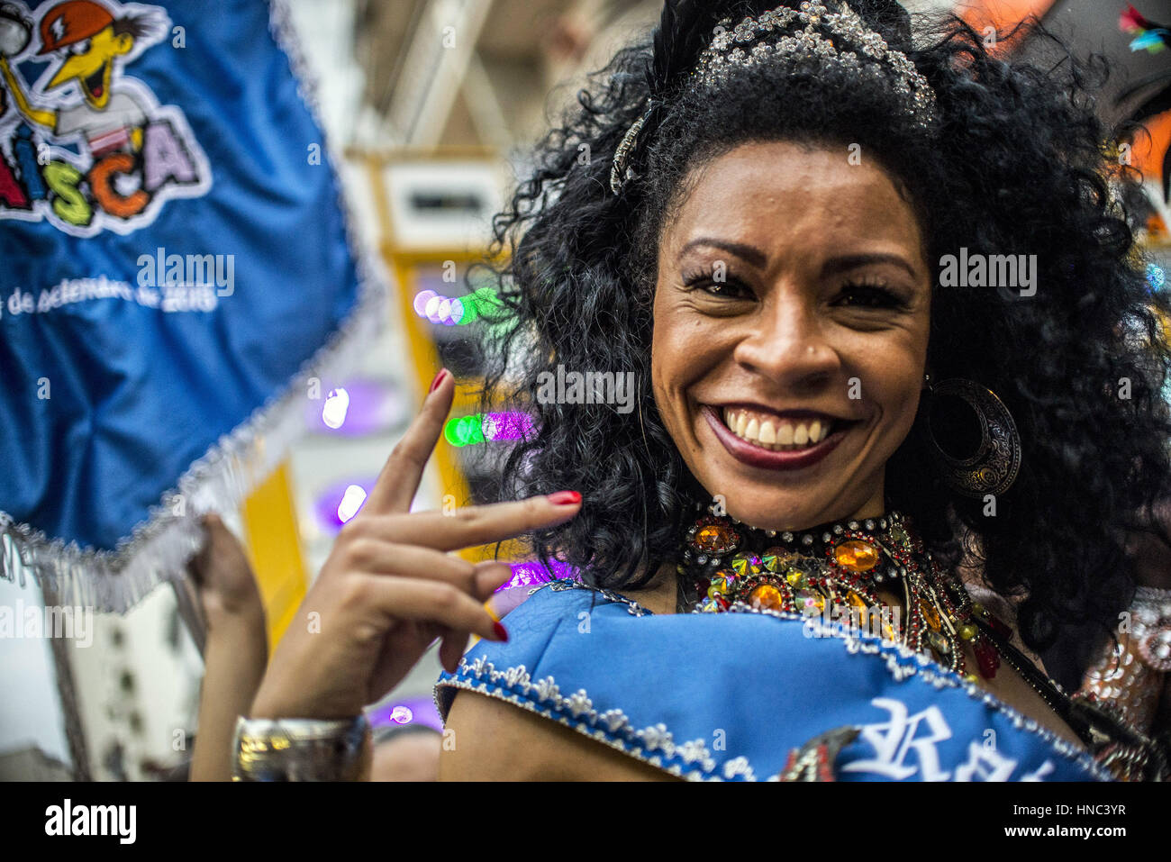 Sao Paulo, Brazil. 10th February 2017. Revelers pose during street ...
