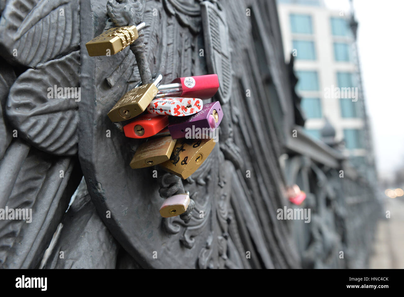 Berlin, Germany. 05th Feb, 2017. Love locks attached to the railings of ...
