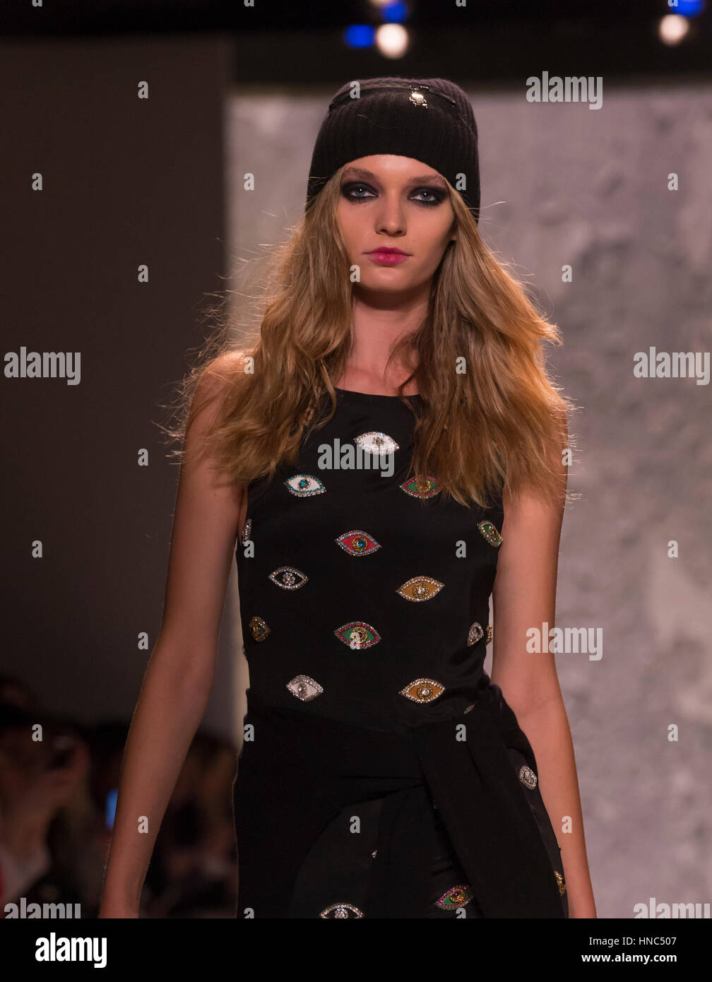 New York, USA. 10th February 2017. Model walks for Nicole Miller ...