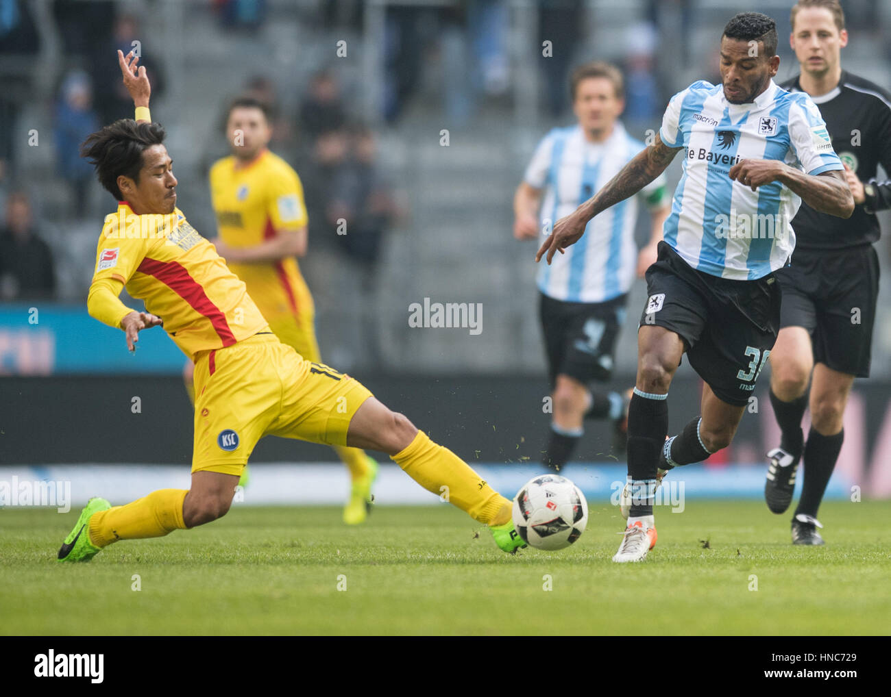 Munich, Germany. 11th Feb, 2017. Karlsruhe's Hiroki Yamada and Munich's ...