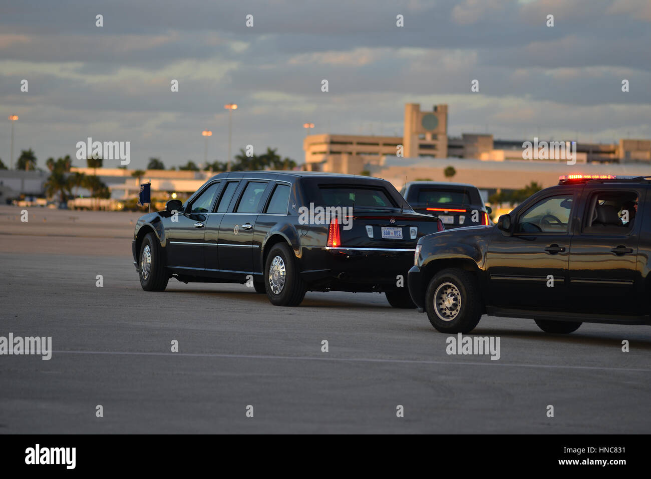 West Palm Beach, FL, USA. 10th Feb, 2017. Presidential motorcade with U ...