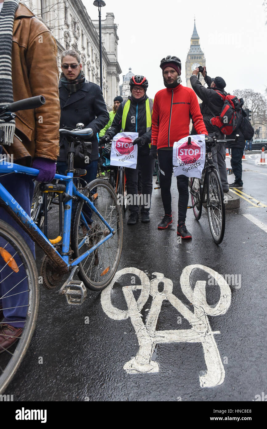 Westminster, London, UK. 11th February 2017. Cycling groups stage ...