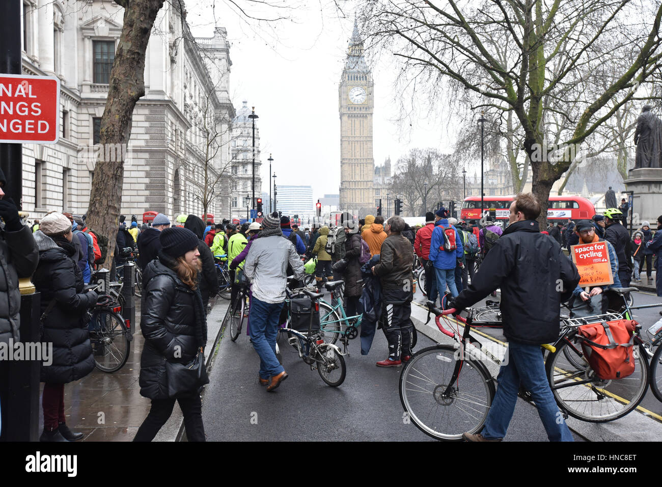 Westminster, London, UK. 11th February 2017. Cycling groups stage ...