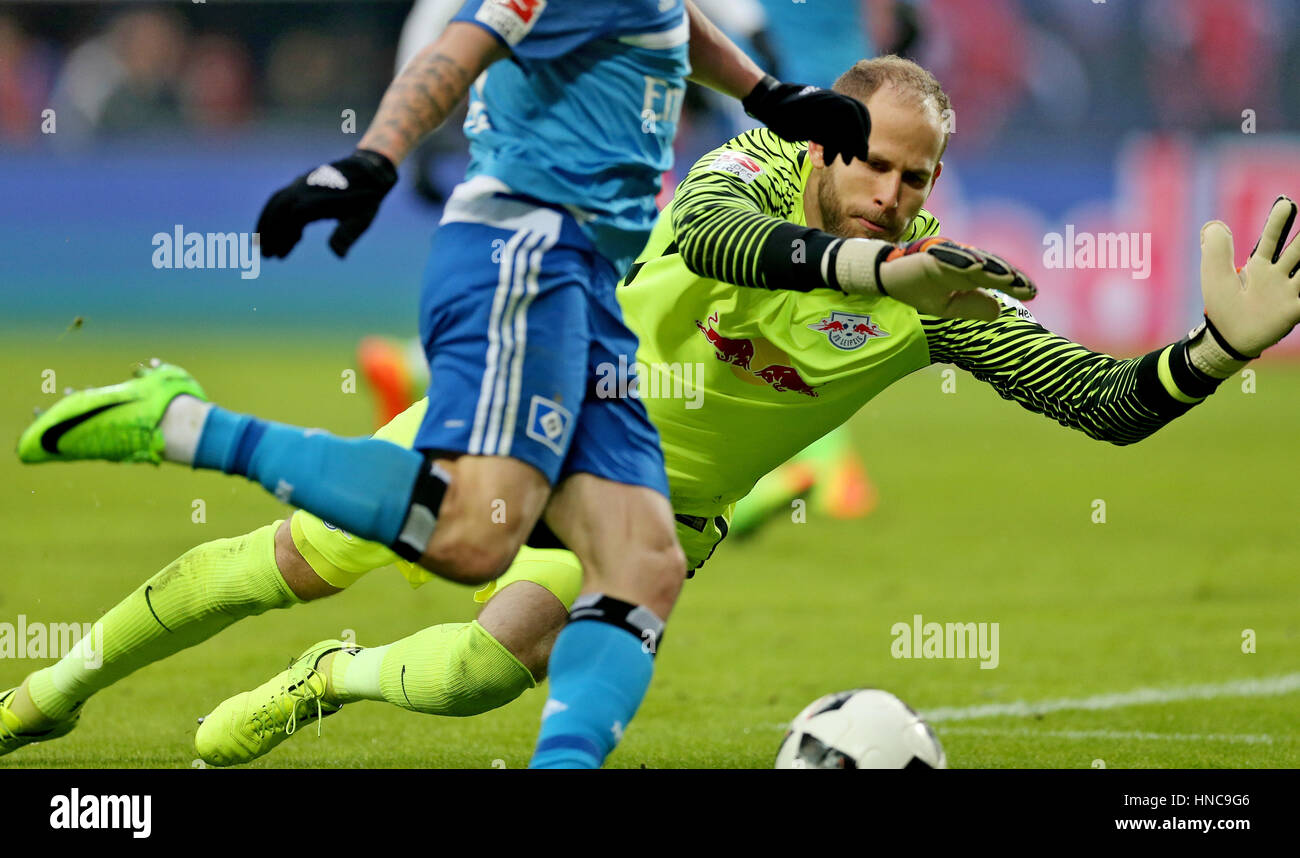 Leipzig, Germany. 11th Feb, 2017. Leipzig's goalkeeper Peter Gulacsi ...