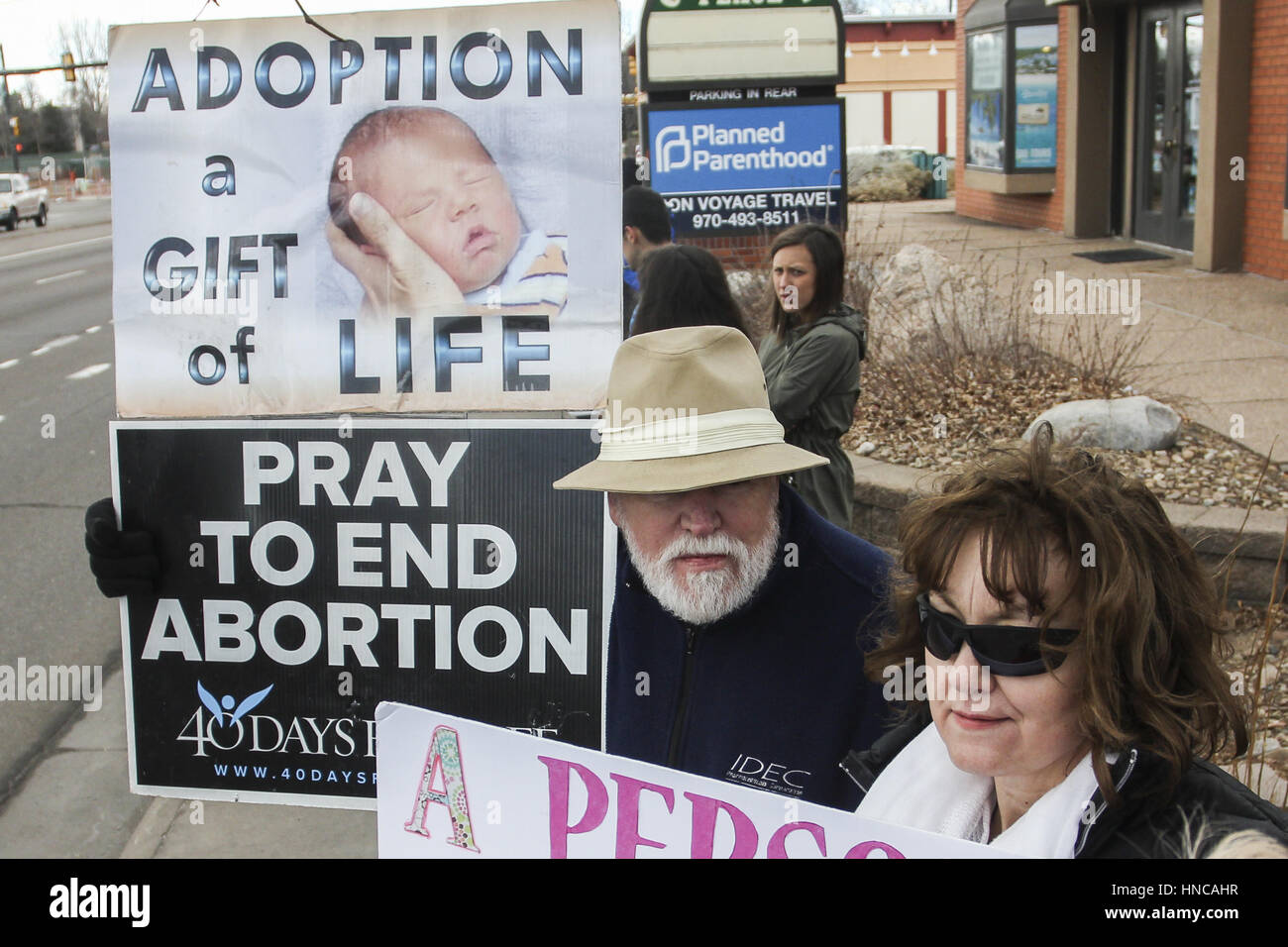 Fort Collins, Colorado, USA. 11th Feb, 2017. Pro-life activists gather ...