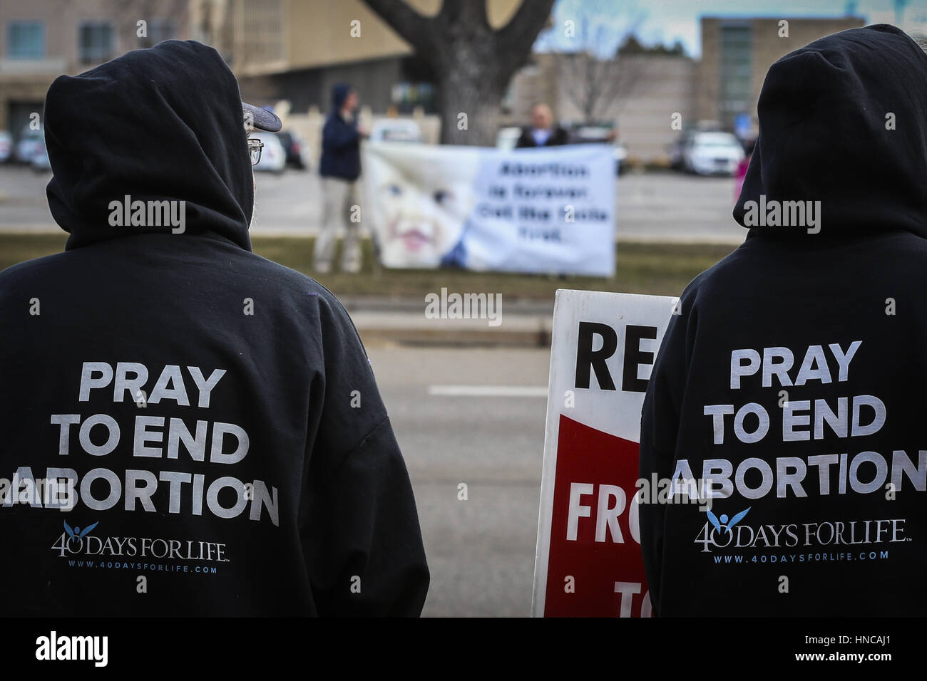 Fort Collins, Colorado, USA. 11th Feb, 2017. Pro-life activists gather ...