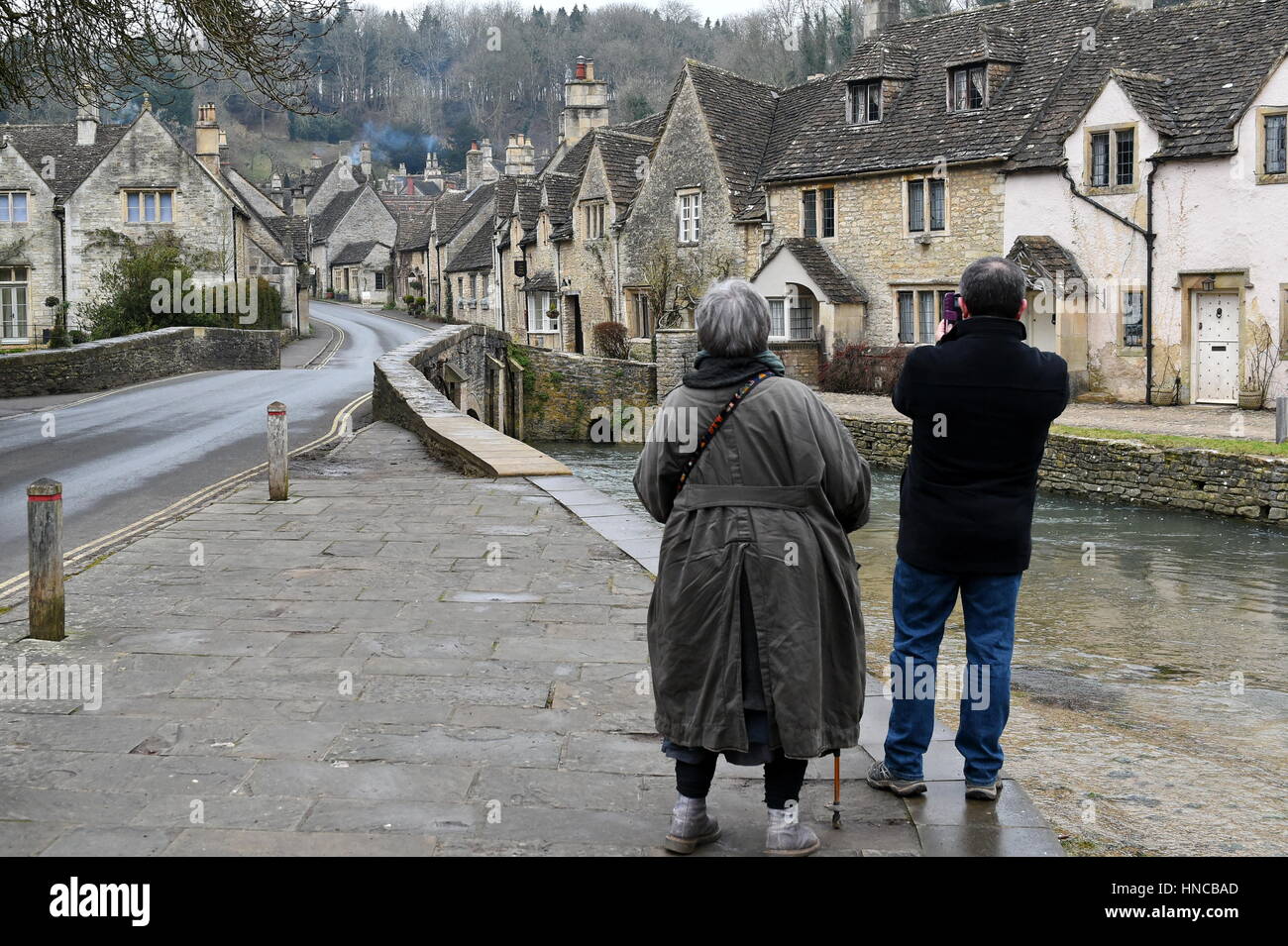 Castle Combe, UK. 11th Feb, 2017. Tourists visit the picturesque ...