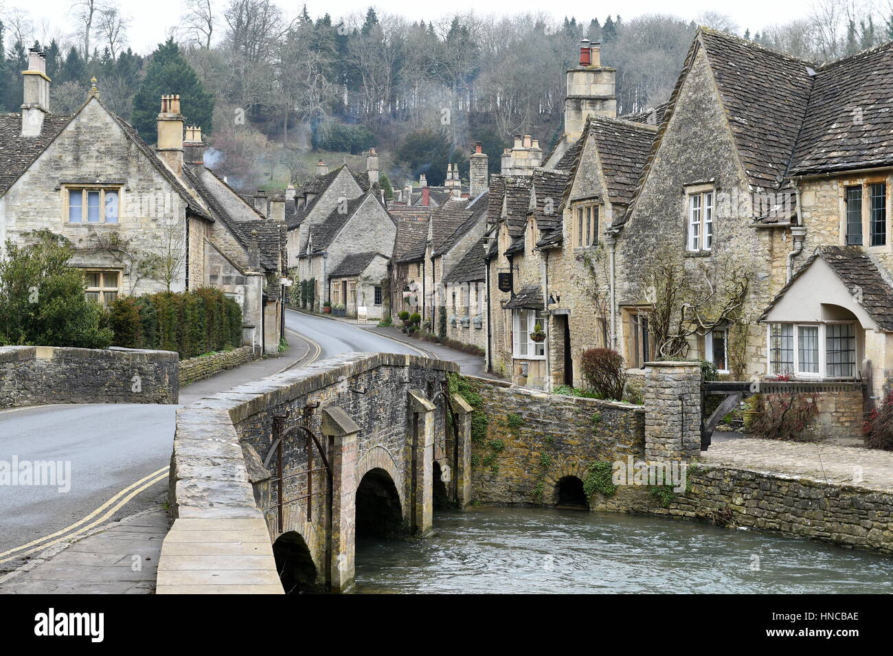Castle Combe, UK. 11th Feb, 2017. The River Bybrock flows through the ...