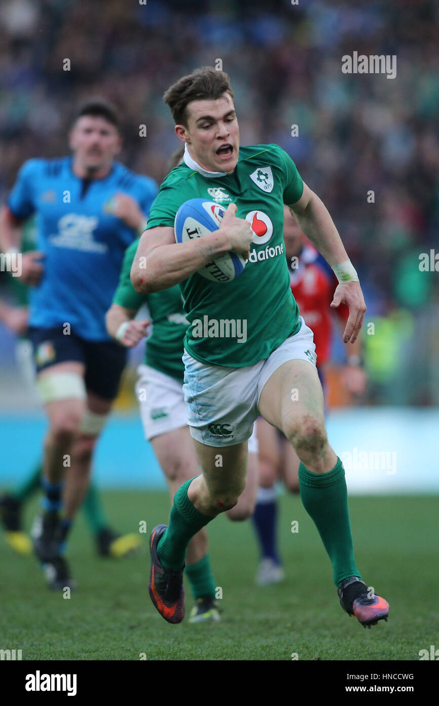 ROME, ITALY - FEBRUARY 11:Garry Ringrose in action during the Six ...