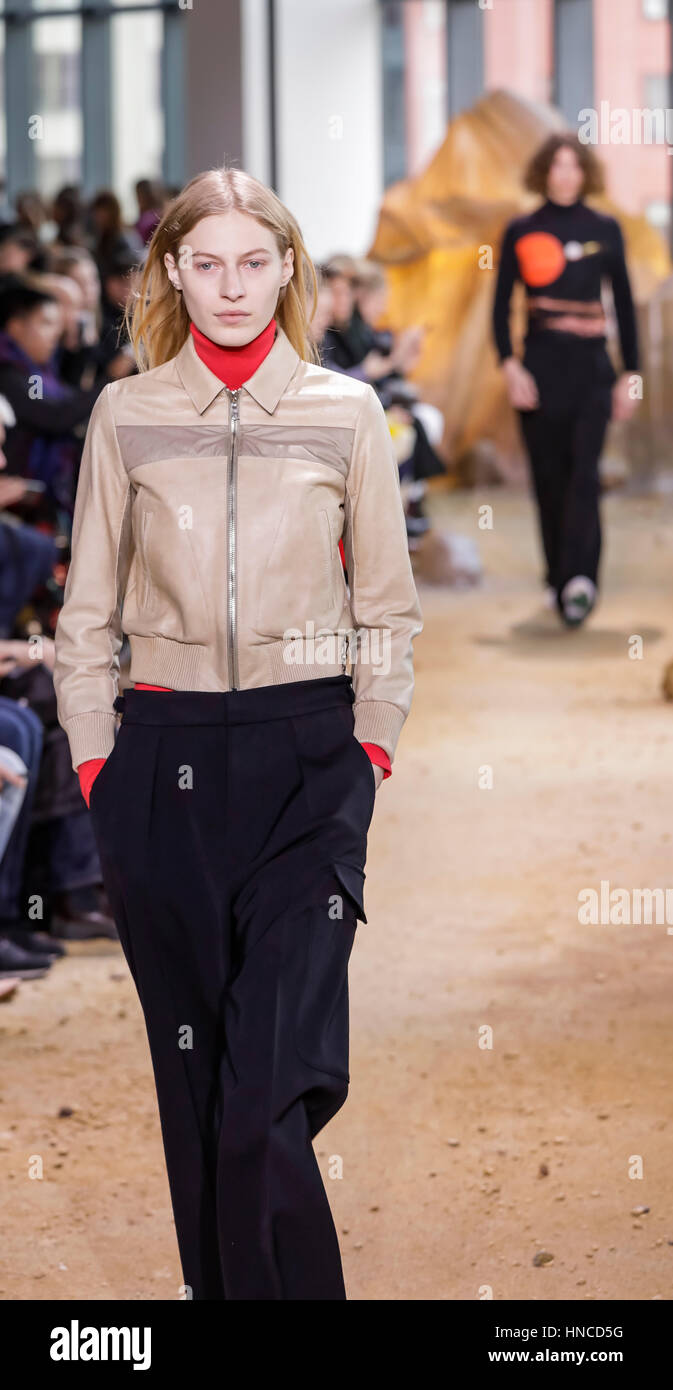New York, NY, USA - February 11, 2017: A model walks runway for Lacoste ...