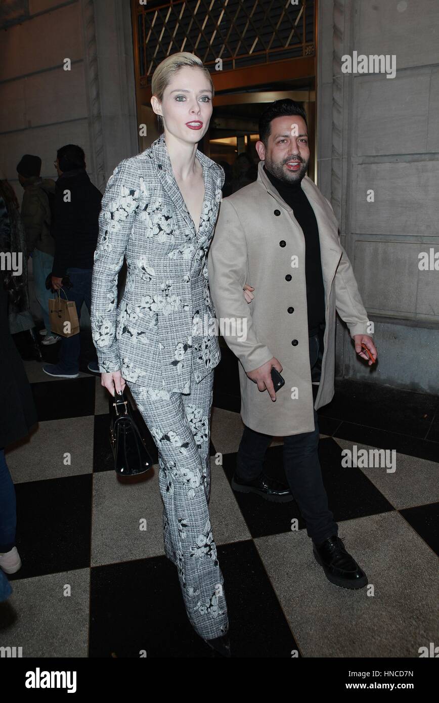New York, NY, USA. 11th Feb, 2017. Coco Rocha and James Conran leaving ...